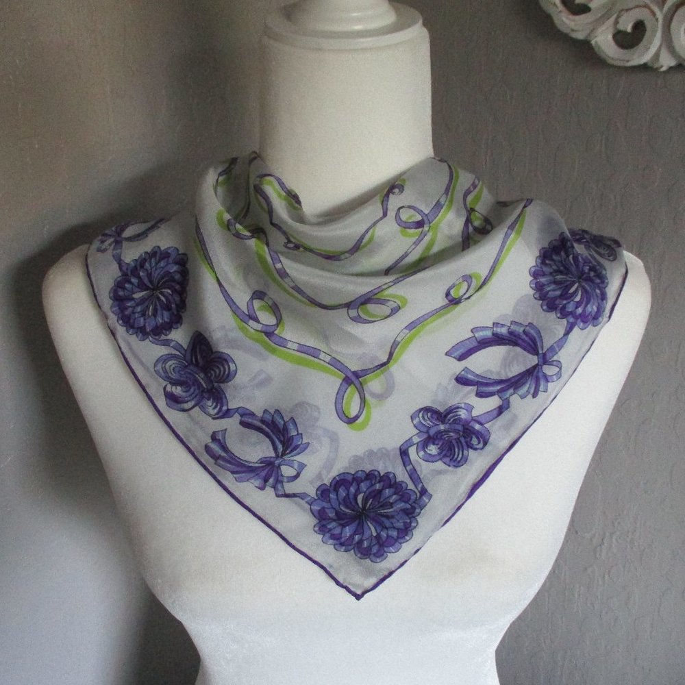 1940s Silk Ribbon & Bows Scarf - Gem